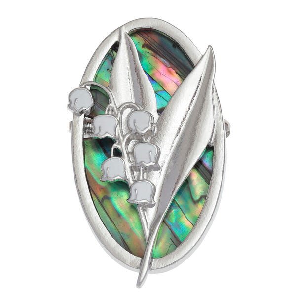 Lily of the Valley Paua Shell Brooch - The Gift Shop