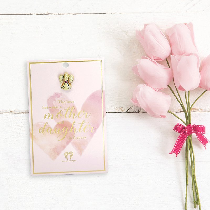 Mother & Daughter Angel Lapel Pin on Card - The Gift Shop